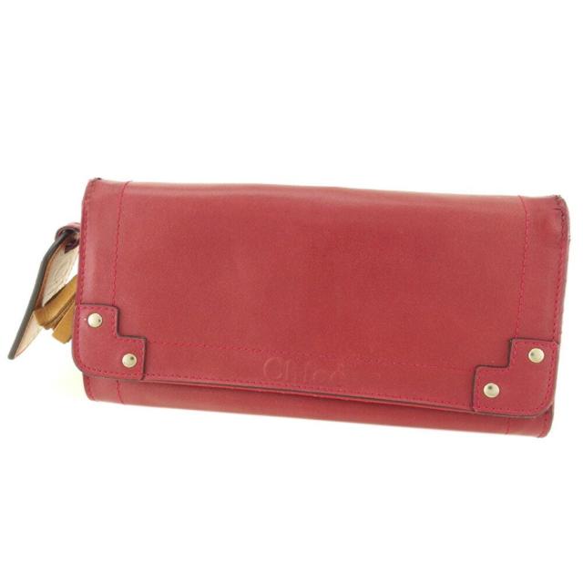 【BIGお買い物ラリー★30%OFFセール中】クロエ Chloe 長財布エデン ボルドー ベージュ ゴールド レディース 中古