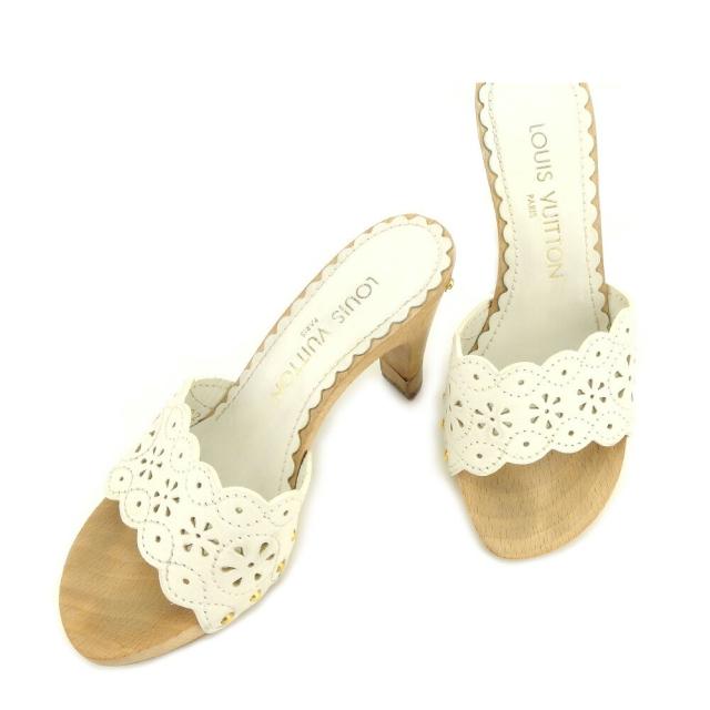 【BIGお買い物ラリー★30%OFFセール中】ルイ・ヴィトン LOUIS VUITTON サンダル #34 ホワイト 白 レディース 中古