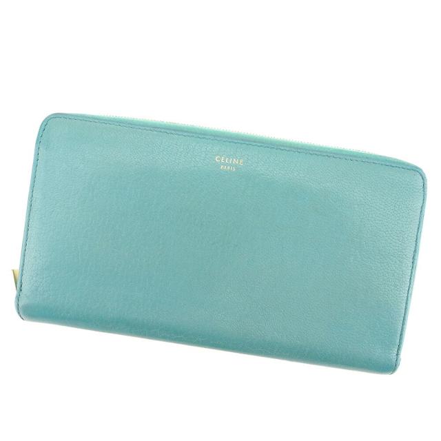 【X'masセール★30%OFF】セリーヌ CELINE 長財布ロゴ グリーン ベージュ ゴールド レディース 中古