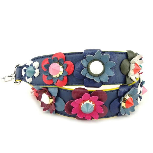 【X'masセール★30%OFF】フェンディ FENDI ショルダーバッグフラワーモチーフ レッド ネイビー ピンク レディース 中古