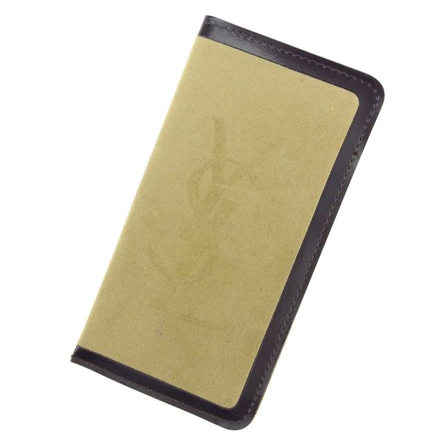 【BIGお買い物ラリー★30%OFFセール中】サンローラン SAINT LAURENT メガネケースYSLロゴ ベージュ ブラウン レディース 中古