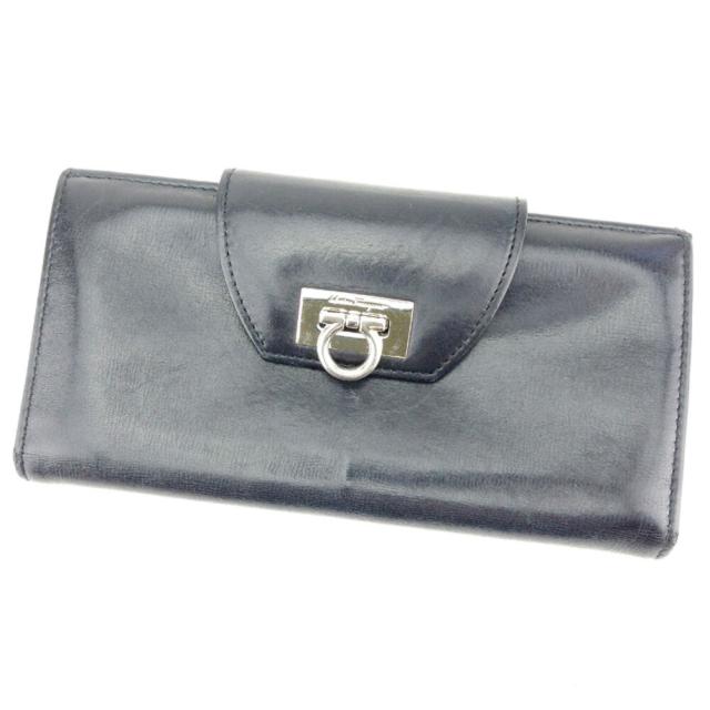 【BIGお買い物ラリー★30%OFFセール中】サルヴァトーレフェラガモ Salvatore Ferragamo 長財布ガンチーニ ブラック レディース 中古