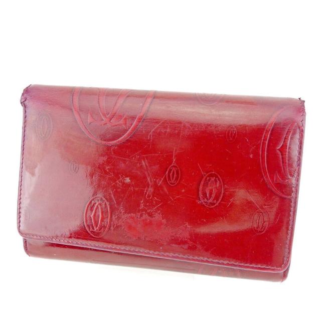 【BIGお買い物ラリー★30%OFFセール中】カルティエ CARTIER 二つ折り財布ハッピーバースデー ボルドー レディース 中古