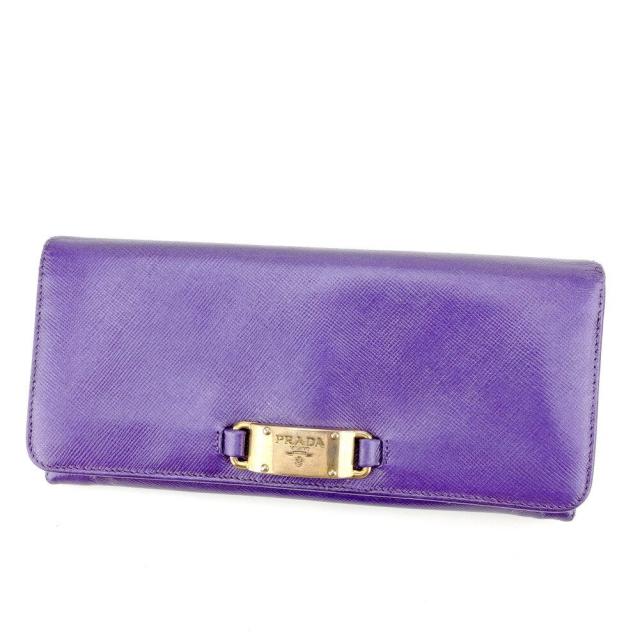 【BIGお買い物ラリー★30%OFFセール中】プラダ PRADA 長財布 パープル レディース 中古