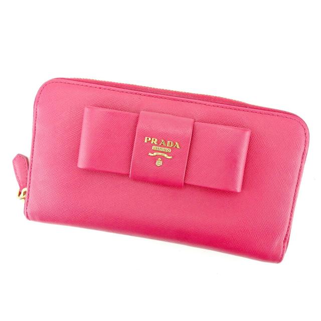 【X'masセール★30%OFF】プラダ PRADA 長財布リボンモチーフ ピンク レディース 中古