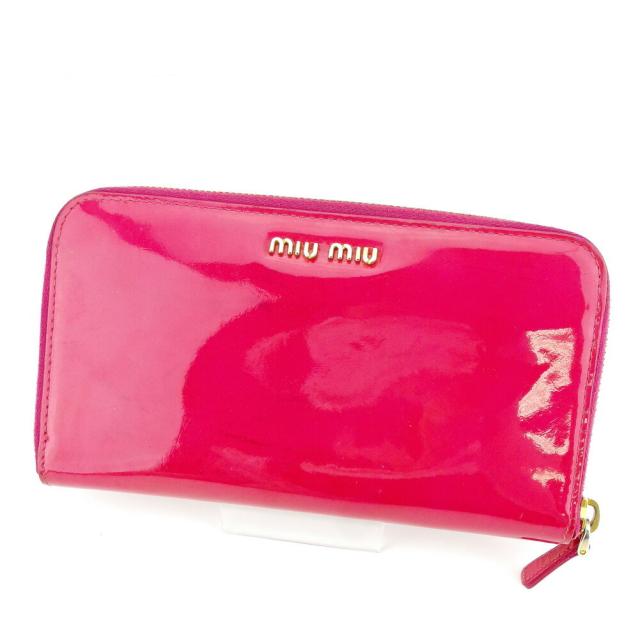 【X'masセール★30%OFF】ミュウミュウ MIUMIU 長財布リボンモチーフ ピンク レディース 中古