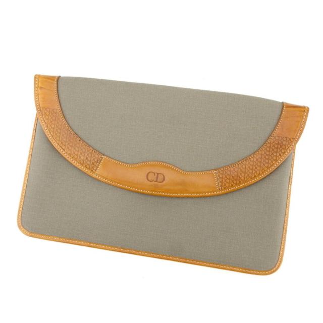 【BIGお買い物ラリー★30%OFFセール中】ディオール Dior クラッチバッグ グレー 灰色 ブラウン レディース 中古