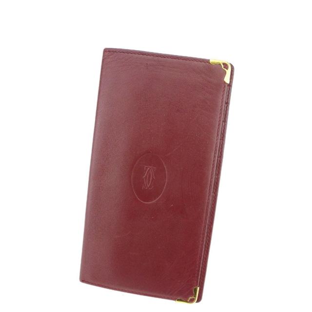 【BIGお買い物ラリー★30%OFFセール中】カルティエ CARTIER 札入れマストライン ボルドー ゴールド レディース 中古