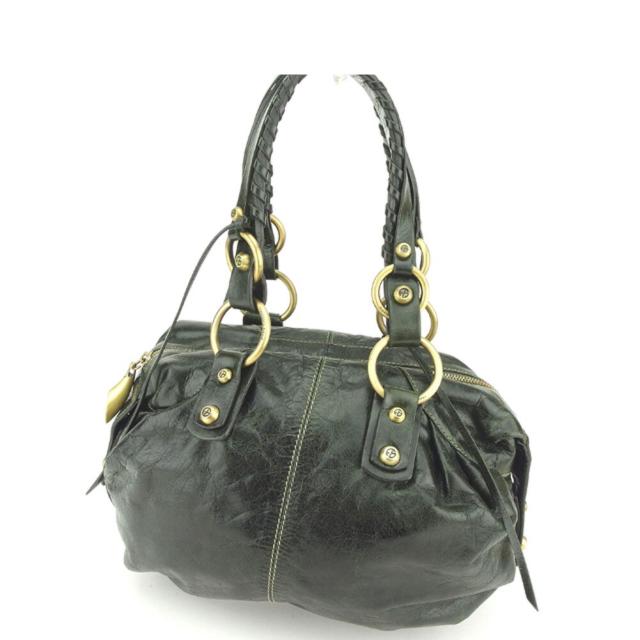 【BIGお買い物ラリー★30%OFFセール中】フランチェスコ・ビアジア FRANCESCO BIASIA ボストンバッグゴールドリング グリーン ゴールド レディース 中古