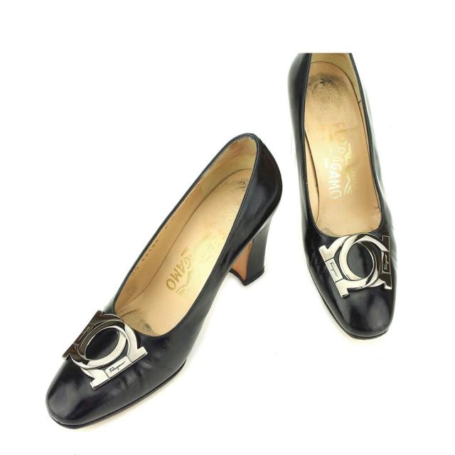 【BIGお買い物ラリー★30%OFFセール中】サルヴァトーレフェラガモ Salvatore Ferragamo パンプスガンチーニ #4 ブラック レディース 中古