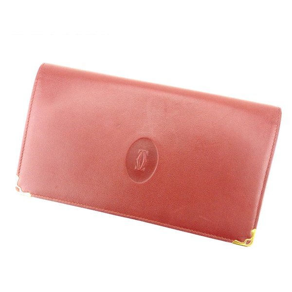 【BIGお買い物ラリー★30%OFFセール中】カルティエ CARTIER 二つ折り財布マストライン ボルドー レディース 中古