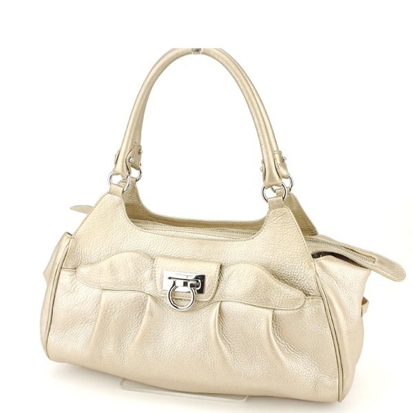 【BIGお買い物ラリー★30%OFFセール中】サルヴァトーレフェラガモ Salvatore Ferragamo ハンドバッグガンチーニ ゴールド レディース 中古