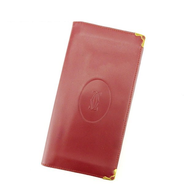 【BIGお買い物ラリー★30%OFFセール中】カルティエ CARTIER 札入れマストライン ボルドー レディース 中古