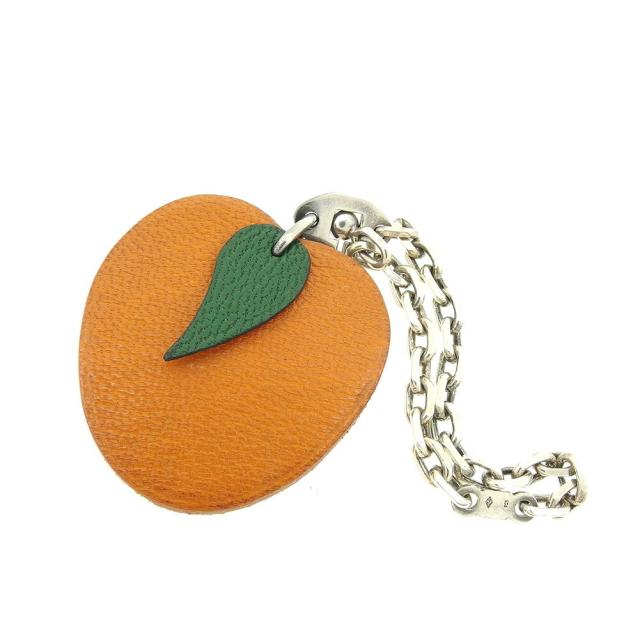 【BIGお買い物ラリー★30%OFFセール中】エルメス HERMES キーホルダーフルーツモチーフ オレンジ シルバー レディース 中古