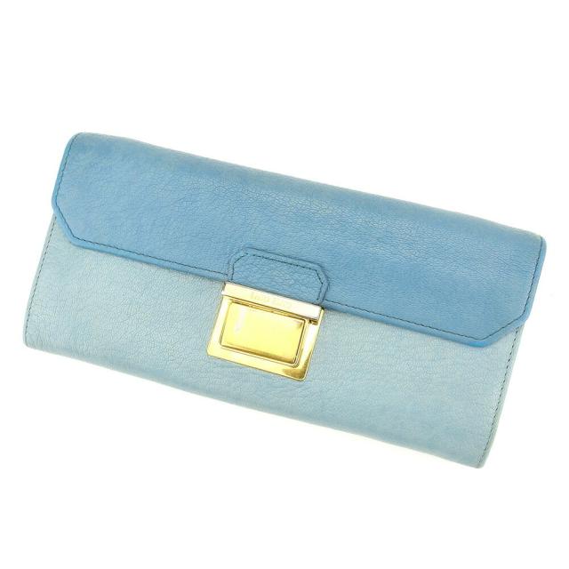 【BIGお買い物ラリー★30%OFFセール中】ミュウミュウ MIUMIU 長財布 ブルー レディース 中古