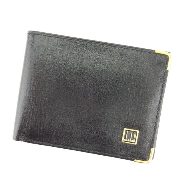 【BIGお買い物ラリー★30%OFFセール中】ダンヒル Dunhill 二つ折り財布ロゴプレート ブラック レディース 中古