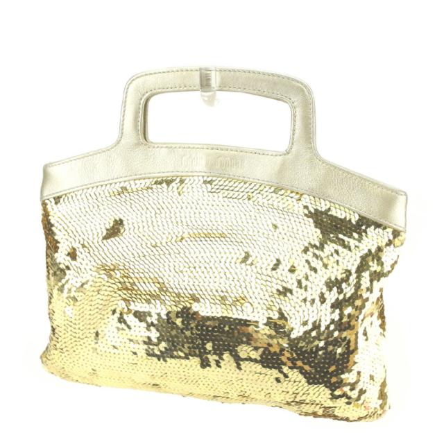 【X'masセール★30%OFF】ミュウミュウ MIUMIU ハンドバッグスパンコール ゴールド レディース 中古