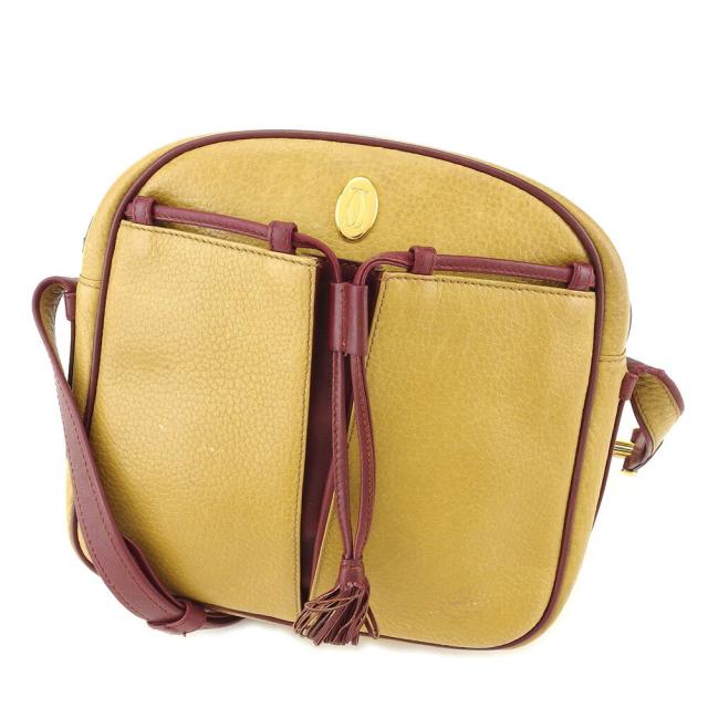 【BIGお買い物ラリー★30%OFFセール中】カルティエ CARTIER ショルダーバッグマストライン ベージュ ボルドー ゴールド系 レディース 中古
