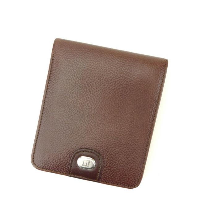 【X'masセール★30%OFF】ダンヒル Dunhill 札入れロゴプレート ブラウン シルバー レディース 中古