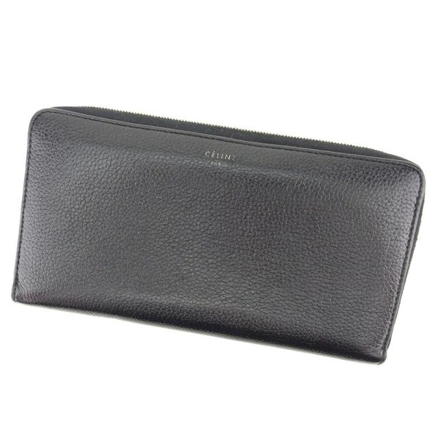 【X'masセール★30%OFF】セリーヌ CELINE 長財布ロゴ ブラック イエロー シルバー レディース 中古