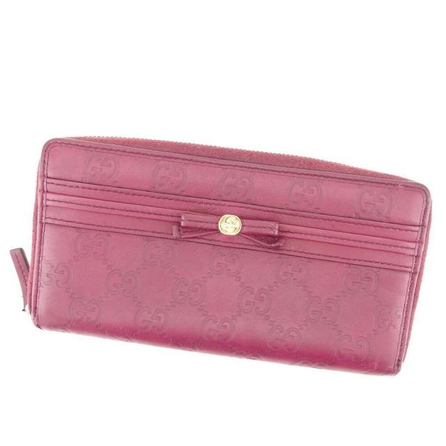 【BIGお買い物ラリー★30%OFFセール中】グッチ GUCCI 長財布グッチシマ メイフェア パープル ゴールド レディース 中古