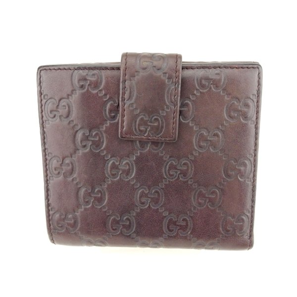 【BIGお買い物ラリー★30%OFFセール中】グッチ GUCCI 二つ折り財布グッチシマ ブラウン レディース 中古