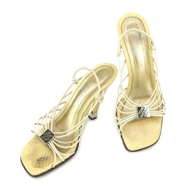 【X'masセール★30%OFF】ルイ・ヴィトン LOUIS VUITTON サンダルパイソン #36 ベージュ レディース 中古