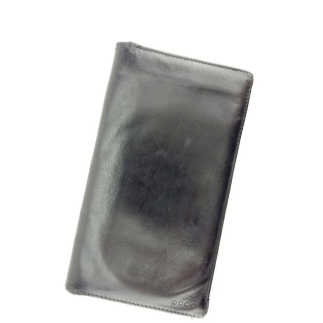 【BIGお買い物ラリー★30%OFFセール中】グッチ GUCCI 札入れロゴ ブラック レディース 中古