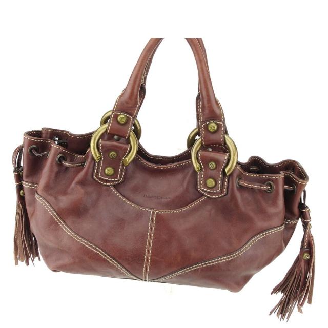 【BIGお買い物ラリー★30%OFFセール中】フランチェスコ・ビアジア FRANCESCO BIASIA ハンドバッグタッセル ブラウン ゴールド レディース 中古
