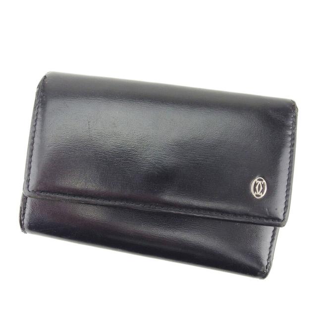 【BIGお買い物ラリー★30%OFFセール中】カルティエ CARTIER キーケースパシャ ブラック シルバー レディース 中古