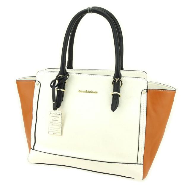 【BIGお買い物ラリー★30%OFFセール中】ハンドバッグ ホワイト 白　ブラウン レディース 中古