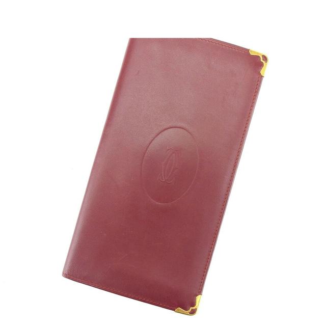 【BIGお買い物ラリー★30%OFFセール中】カルティエ CARTIER 札入れマストライン ボルドー ゴールド レディース 中古