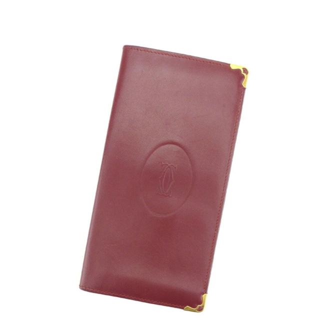 【BIGお買い物ラリー★30%OFFセール中】カルティエ CARTIER 札入れマストライン ボルドー レディース 中古