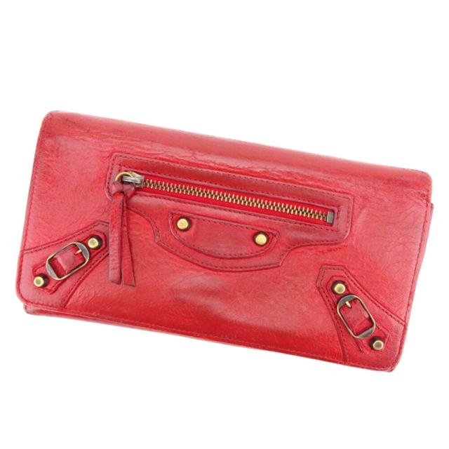 【BIGお買い物ラリー★30%OFFセール中】バレンシアガ BALENCIAGA 長財布 レッド レディース 中古
