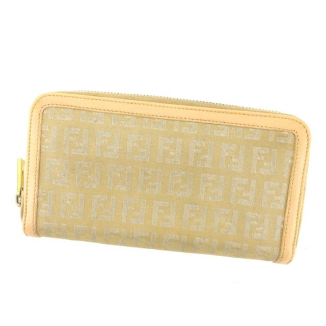 【X'masセール★30%OFF】フェンディ FENDI 長財布ズッキーノ ベージュ ゴールド レディース 中古