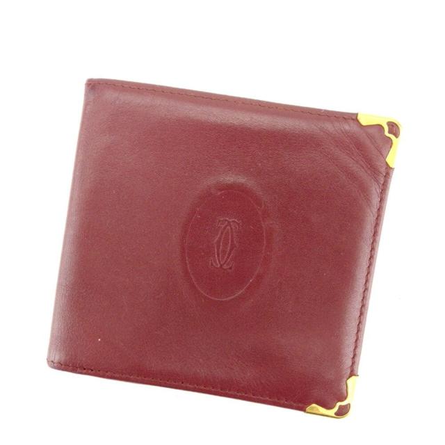 【BIGお買い物ラリー★30%OFFセール中】カルティエ CARTIER 札入れマストライン ボルドー レディース 中古