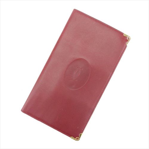 【X'masセール★30%OFF】カルティエ CARTIER 札入れマストライン ボルドー ゴールド レディース 中古