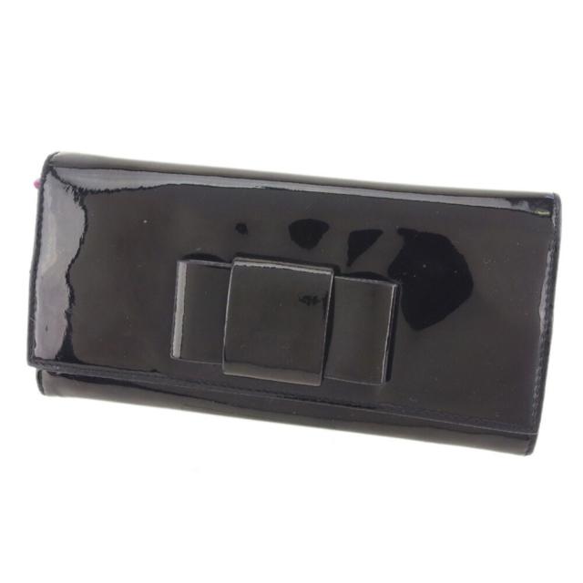 【BIGお買い物ラリー★30%OFFセール中】ミュウミュウ MIUMIU 長財布リボンモチーフ ブラック レディース 中古