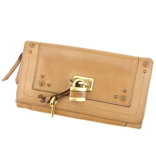 【BIGお買い物ラリー★30%OFFセール中】クロエ Chloe 長財布パディントン ベージュ ゴールド レディース 中古
