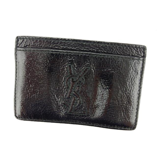 【BIGお買い物ラリー★30%OFFセール中】サンローラン SAINT LAURENT カードケースYSLステッチ ブラック レディース 中古