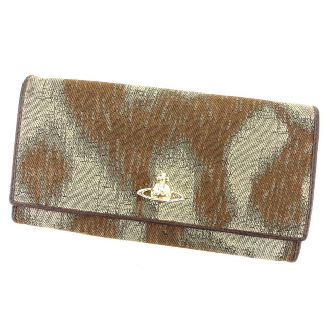 【BIGお買い物ラリー★30%OFFセール中】ヴィヴィアンウエストウッド Vivienne Westwood 長財布オーブ ベージュ　ブラウン レディース 中古
