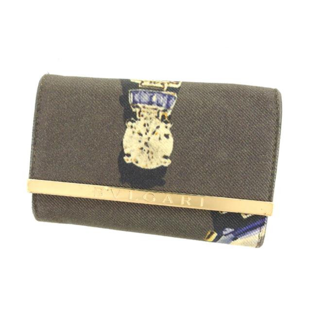 【BIGお買い物ラリー★30%OFFセール中】ブルガリ BVLGARI キーケースジュエルプリント ブラウン ゴールド系 レディース 中古