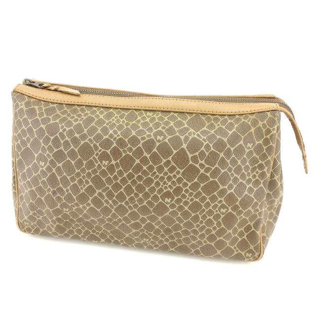 【BIGお買い物ラリー★30%OFFセール中】ニナリッチ NINA RICCI クラッチバッグジラフ柄 ベージュ　ブラウン レディース 中古