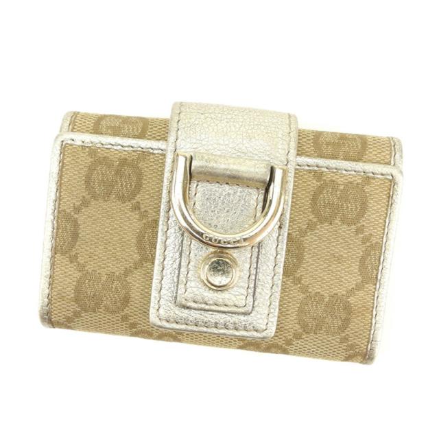 【BIGお買い物ラリー★30%OFFセール中】グッチ GUCCI キーケースＧＧキャンバス アビー ベージュ ゴールド レディース 中古