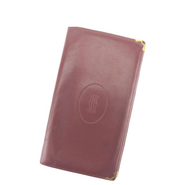 【X'masセール★30%OFF】カルティエ CARTIER 札入れマストライン ボルドー ゴールド レディース 中古
