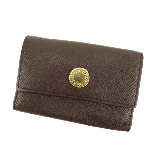 【X'masセール★30%OFF】ブルガリ BVLGARI キーケースロゴボタン ブラウン ゴールド レディース 中古