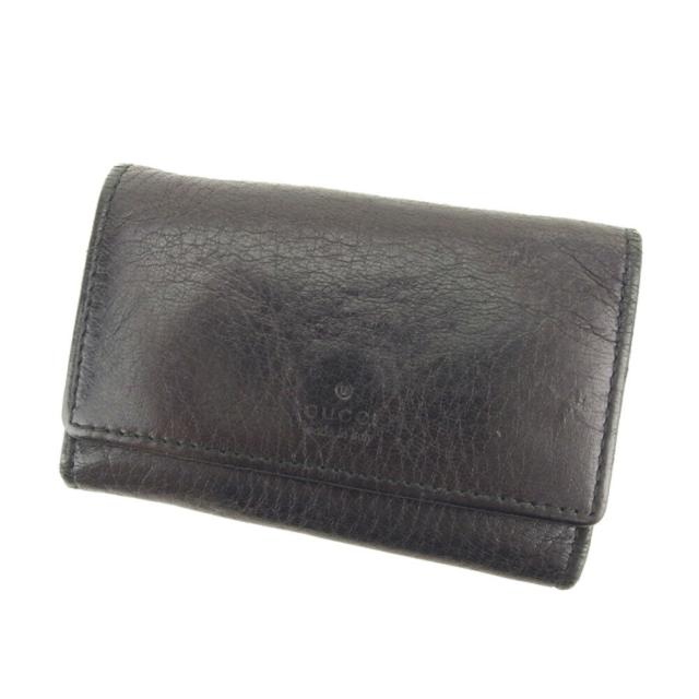 【X'masセール★30%OFF】グッチ GUCCI キーケースロゴ ブラック シルバー レディース 中古