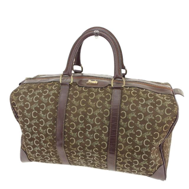 【BIGお買い物ラリー★30%OFFセール中】セリーヌ CELINE ボストンバッグCマカダム オールドセリーヌ ブラウン ベージュ ゴールド レディース 中古