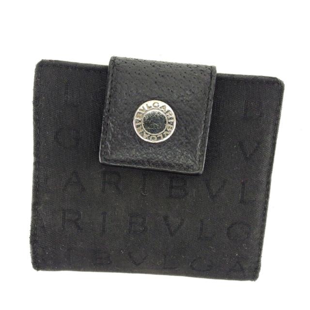 【BIGお買い物ラリー★30%OFFセール中】ブルガリ BVLGARI 二つ折り財布ロゴマニア ブラック レディース 中古