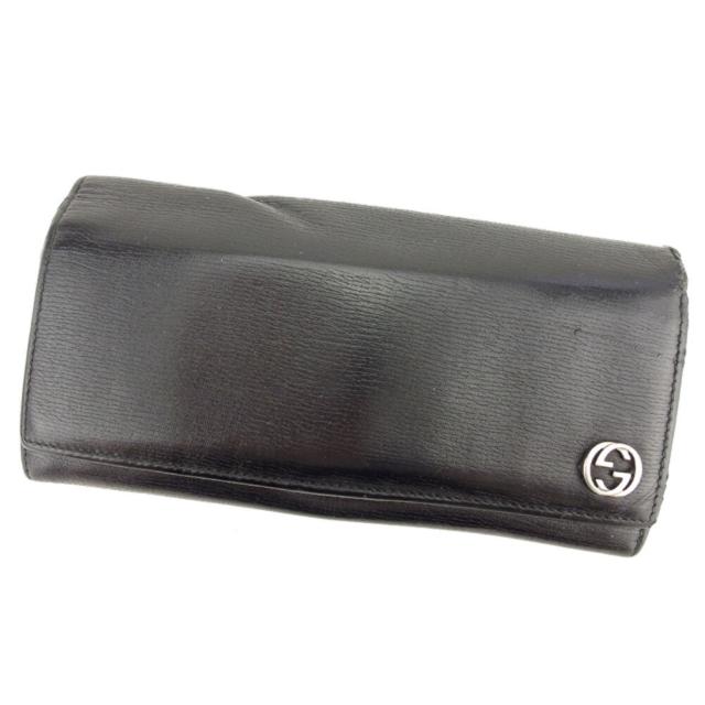 【BIGお買い物ラリー★30%OFFセール中】グッチ GUCCI 長財布ダブルG インターロッキングG ブラック シルバー レディース 中古